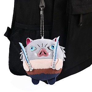 ZIFUNMUR Anime Plush Doll Toy Tanjirou Nezuko Stuffed Plushie Figures Keychain Decoration Kids Gifts Halloween Cosplay Props (Hashibira Inosuke, 10cm /3.94inch)