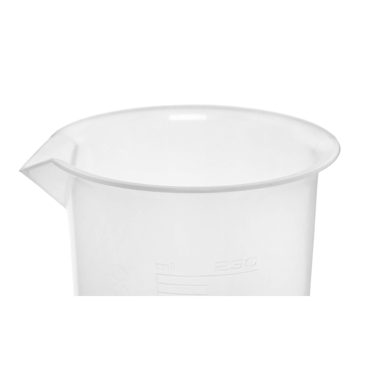 EISCO 6PK Plastic Beakers, 250ml - Polypropylene Plastic - Raised Graduations, Tapered Spout - Euro Design