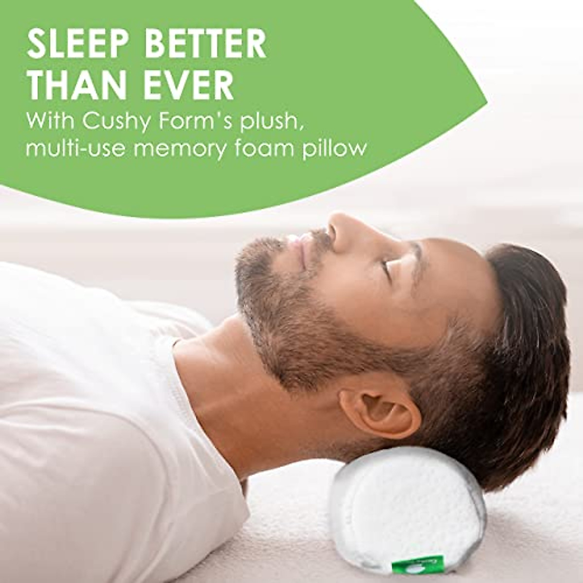 Cushy Form Neck Roll Pillow - Viscose of Bamboo Tube Pillow w/Washable Cover - Memory Foam Cylinder Pillows for Spine Discomfort, Yoga, Bed - Bolster & ﻿Travel Pillow