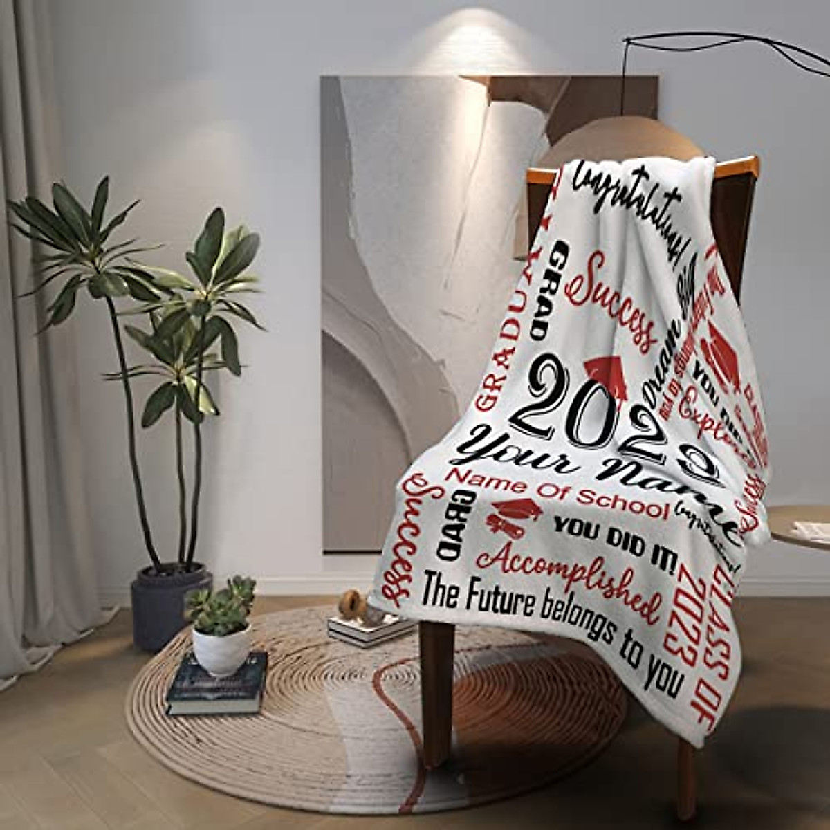 Custom Blanket Graduation Gifts Class of 2023 Graduation Decorations, Personalized Name Cool Graduation Gifts Blanket, Custom Throw Blanket Graduation Gifts for Him and Her 40x50 Inch