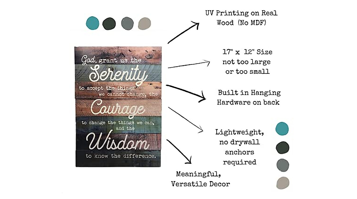 Rustic Serenity Prayer Wall Decor for Home & Office