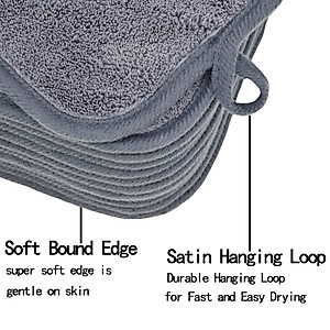 BloomSesame Makeup Remover Cloths for Face, Eye, Lips - Reusable Makeup Remover Pads Soft Microfiber Facial Cleansing Cloths 5 x 5inch 12 Pack (Gray)