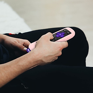 Silicone Cover for Roku Ultra 2022 Remote/Roku Voice Remote Pro 2021 Silicone Cover Case, Shockproof Durable Silicone Remote Case with Lanyard (Pink)