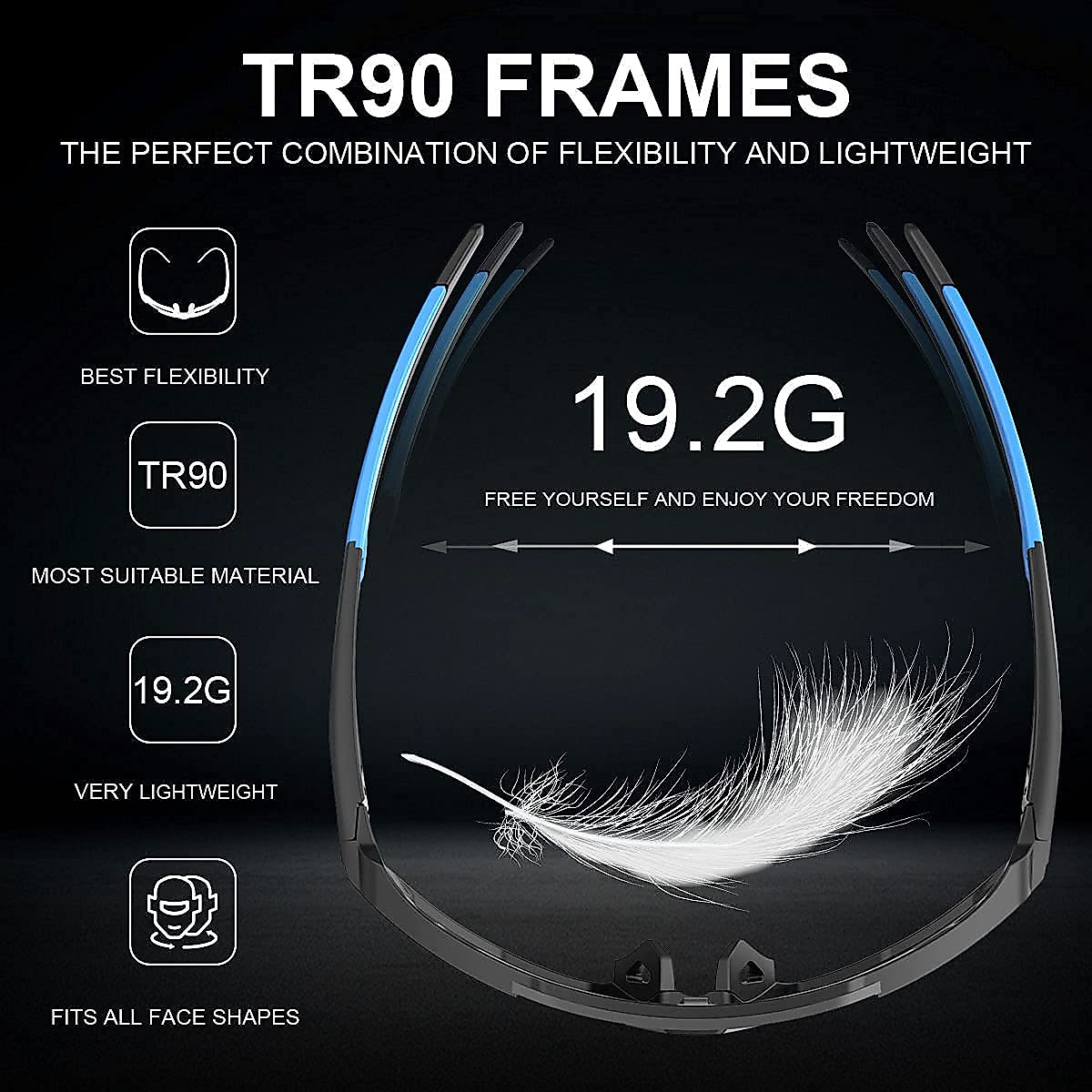 X-TIGER Polarized Sports Sunglasses with 5 Interchangeable Lenses,Mens Womens Cycling Bike Glasses,Baseball Running Fishing Golf Driving Sunglasses