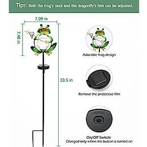 XIFEINIU Garden Solar Lights Outdoor Decorations, Waterproof Frog Crackle Glass Globe Metal Garden Stake Lights, Solar Powered Warm White LED Light for Christmas Pathway Lawn Patio Yard Decor