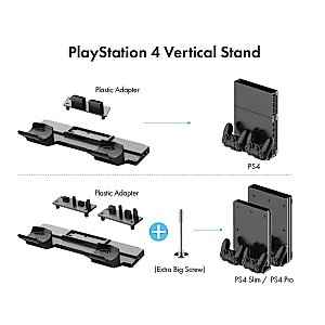 ElecGear Vertical Charging Stand for PS4, Dual Charging Station Charger Dock for DualShock 4 Controller with 4X Mini Dongle Adapter and 2X USB Port Accessory Kit for PS4, PS4 Slim, PS4 Pro