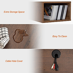 WAMPAT TV Stand with LED Lights for 65/70/75 inch TVs, Wall Mounted Shelf Under TV Cabinet, Entertainment Center Media Console with Storage for Living Room and Bedroom, Brown