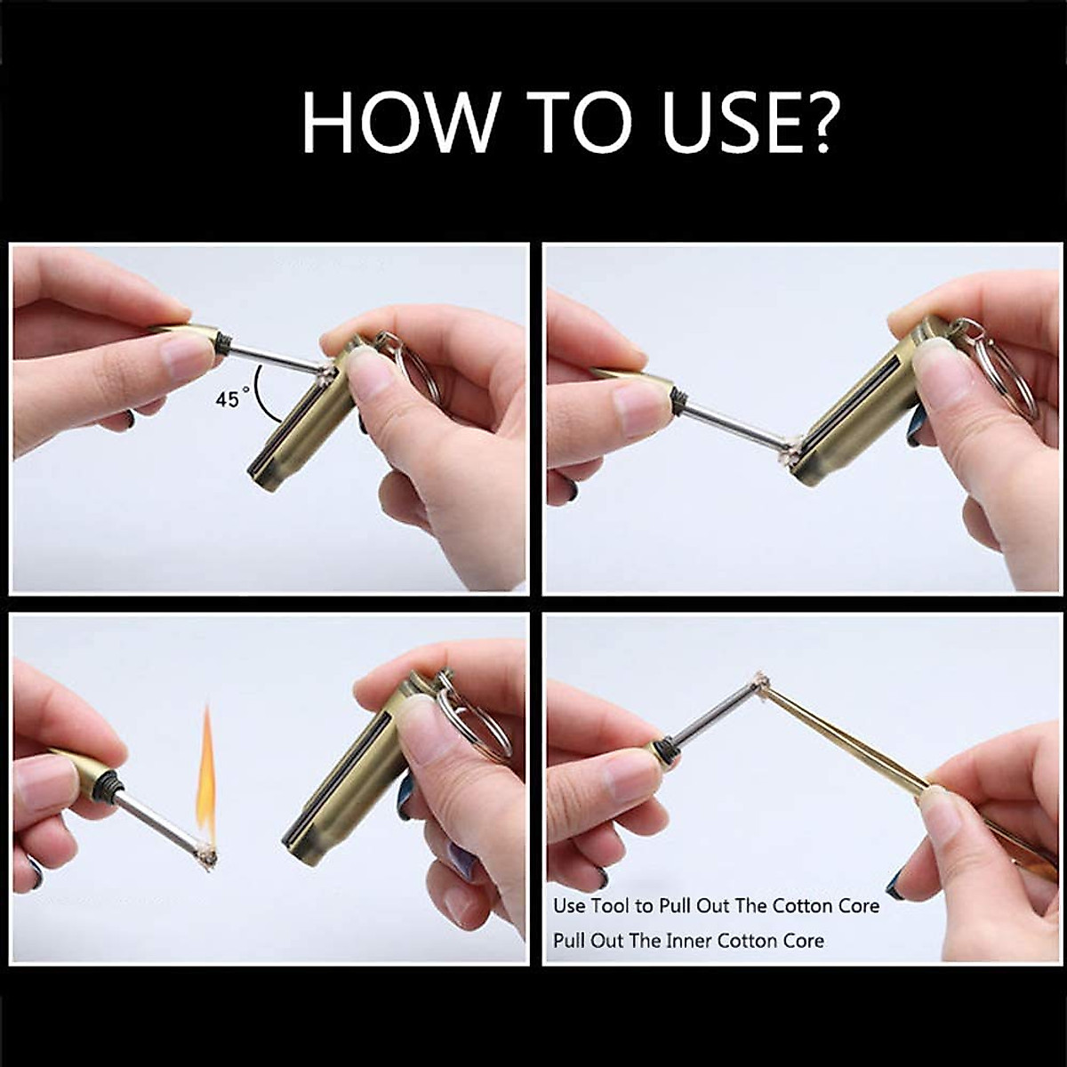 AIKENR Permanent Match Metal Matchstick Fire Starter, Waterproof Keychain Lighter Emergency Flint Match, Best Gifts for Camping Survival Enthusiast