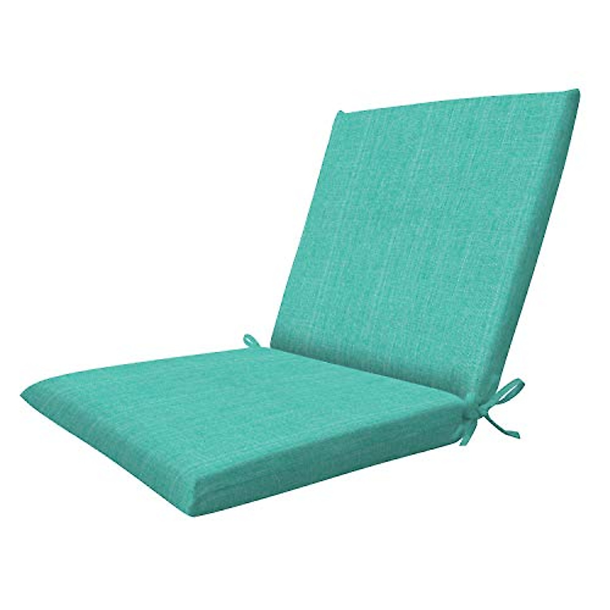 Honeycomb Indoor/Outdoor Textured Solid Surf Aqua Midback Dining Chair Cushion: Recycled Fiberfill, Weather Resistant, Reversible, Comfortable and Stylish Patio Cushion: 19" W x 37" L x 2.5” T