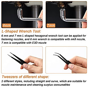 Leifide 50 Pieces 3D Printer Nozzle Cleaning Kit Includes 19 Pcs Stainless Steel Needles Cleaner Tools and 23 Pcs MK8 Nozzles Multiple Sizes Compatible with Makerbot Creality CR-10 Ender 3 5