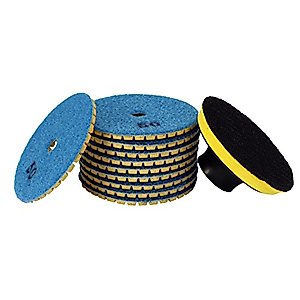 uxcell 3-inch Diamond Wet Polishing Pad Grit 50 10pcs for Granite Concrete Marble Blue