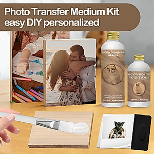 1DFAUL Gloss Photo Transfer Medium Kit, Gel Medium for Photo Transfer, with Gloss Varnish, Pattern Transfer Gel to Wood & Other Hard Surfaces, DIY Crafts, Decorating Furniture, Personalized Gifts