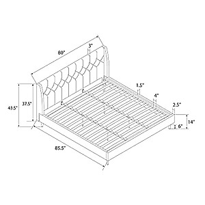 Novogratz The Her Majesty Upholstered Bed, King, Black Velvet