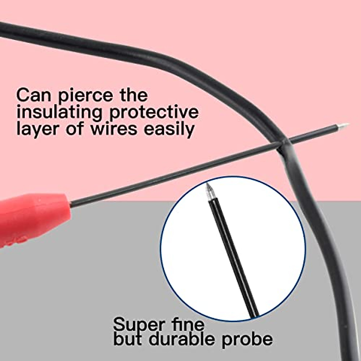 Zorveiio 2mm Needle Test Probes,2 Pack 600V/10A Non-Destructive Multimeter Test Leads Back Probe Pins for tl71 tl75 Fluke Leads