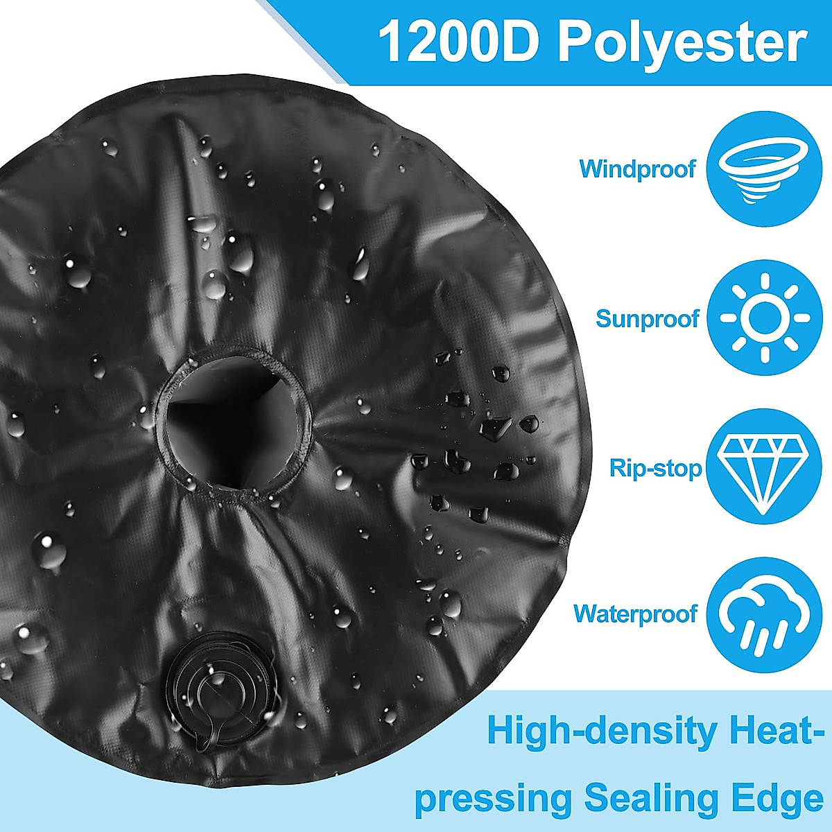 ZHOUMADE Water Bags for Weight, Water Weight Bag up to 100 lbs, Thicken 1200D Durable Polyester Weights for Outside Umbrella Stand, Water Weights for Umbrella Stand, Furniture Leg Weights (2PCS)