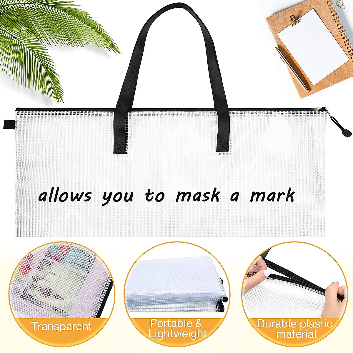 20 Pcs Art Portfolio Bag, 19'' x 25'' Clear Portfolio Folder for Artwork with Zipper and Handle A4 Pencil Bag 9'' x 13'' Plastic Mesh Zipper Pouch for Large Posters Artwork Bulletin Boards Painting