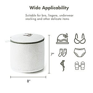 Musgogo Bra Washing Bags for Laundry, Mesh Delicates Bra Laundry Bags for Washing Machine, Large Bras Wash Bag Net Lingerie Undergarment Underwear Protector Bags, Sandwich Fine Mesh (2 Pcs White)
