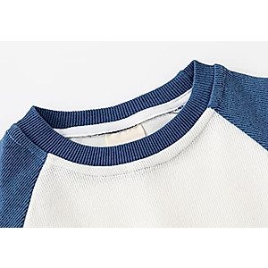 Avidqueen Toddler Baby Boy Clothes Sweatshirt Outfits Little Boy Outfits Long Sleeve Tops and Pants Set(5-Navy gray,2-3T)