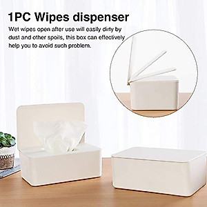 Lingtoolator Dispenser, Wet Wipes Storage Box Dustproof Tissue Box Case with Lid for Keeps Diaper Wipes Fresh, Easy Open Close Wipe Container(White)
