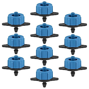 uxcell Pressure Compensating Dripper 2 GPH 8L/H Emitter for Garden Lawn Drip Irrigation with Barbed Hose Connector, Plastic Black Blue 25pcs