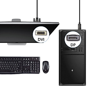 XMSJSIY Displayport to DVI Adapter Cable,High Speed DP Cord to DVI 24+1 1080P Full HD,Gold Plated DP Male to DVI-D Male for PC, Laptop, HDTV, Projector, Monitor and More (6Ft, Black)