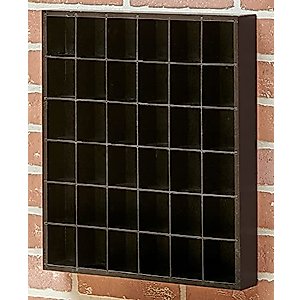 36-Cubby Shot Glass Display Case with Easy Wall Mounting Hooks - Durable Wood Construction with Sleek Black Finish - Versatile Use for Mini Collectibles