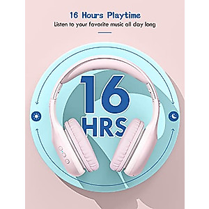 Neesolo Kids Wireless Headphones, Kids Headphones Girls with Microphone, Wireless 5.0 Stereo Sound Kids Headset for School, Comfort-Fit Over Ear Children Headphones for iPad Tablet Home School