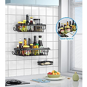 3Pack Shower Caddy, Shower Organizer with Soap Dish, No Drilling Shower Storage Wall Mount Rustproof Bathroom Organizer Shampoo Holder Kitchen Rack Adhesive Shower Shelves for Inside Shower Black