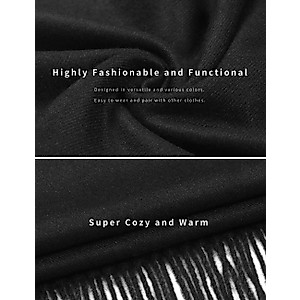 EASE LEAP Pashmina Scarfs for Women Silky Shawls and Wraps for Evening Dresses Soft Large Scarves Wedding Warm Stylish Solid Color, Black