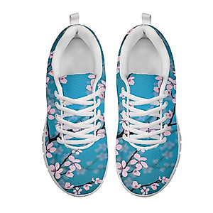 Jeiento Plum Bossom Tennis Shoes Sneakers Fashion Trainers Lightweight Gym Running Comfortable Walking Shoe,Blue
