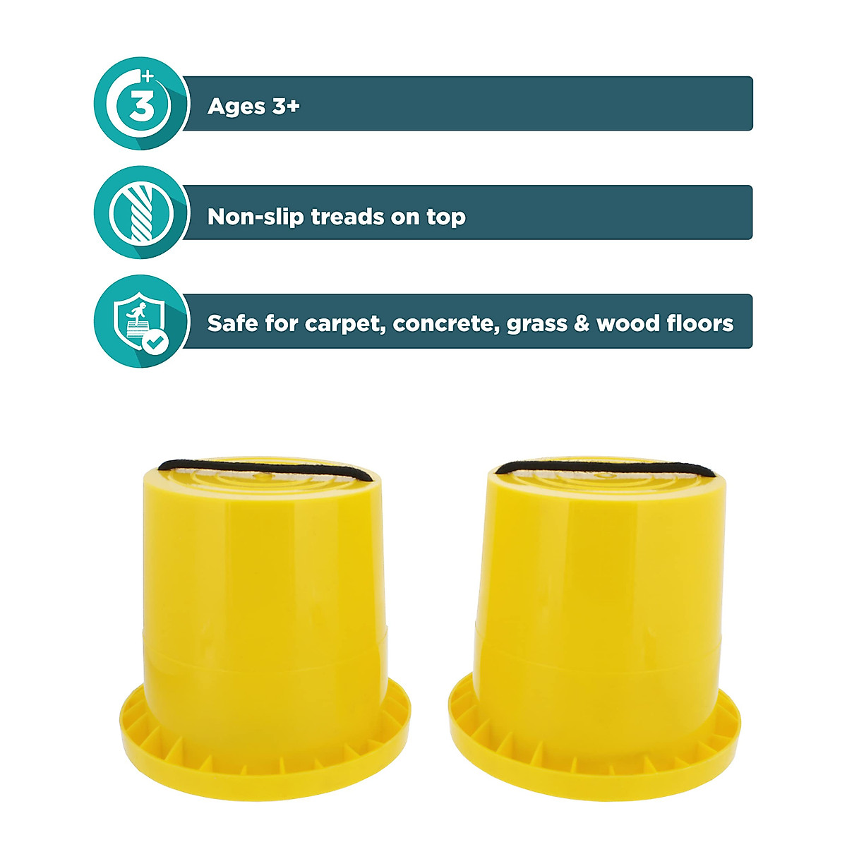 Get Out! Walking Bucket Stilts 2 Pack (Pair) Yellow Stepper Balance Bucket Shoe Stilts Toy, Cup Walkers Can Stomper Cups