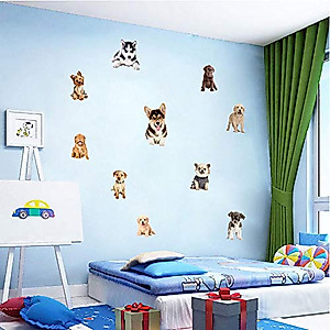 17PCS Dogs Wall Sticker 3D Pet Stickers for Kids Wall Decals Living Room Baby Rooms Bedroom Toilet House Wall DIY Decoration… (Blown-17dogs)