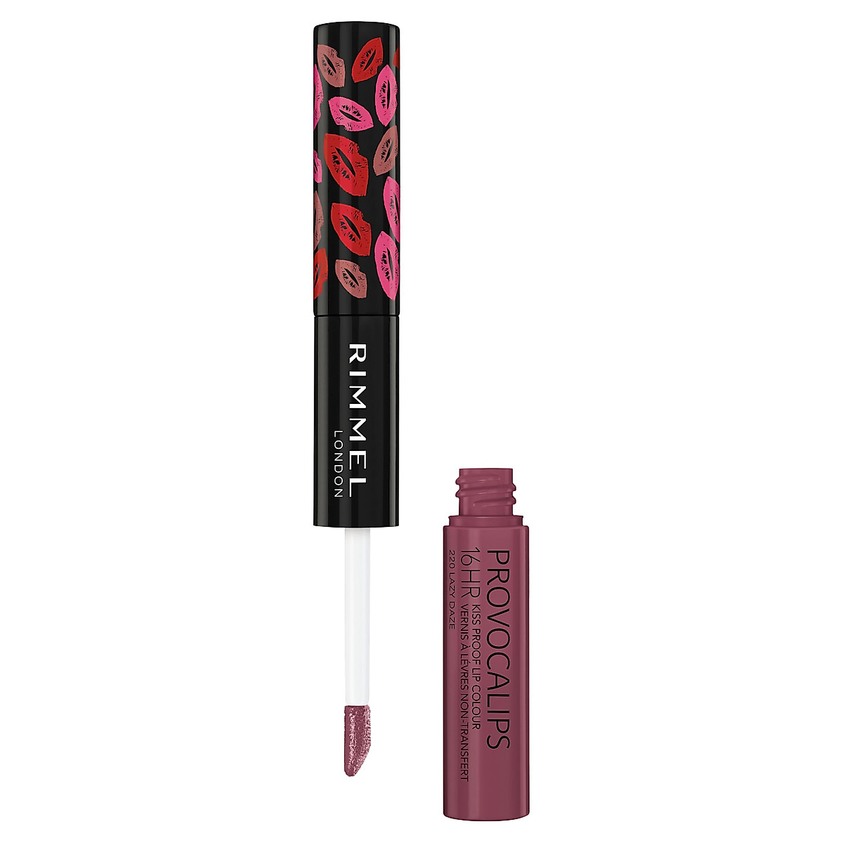 Rimmel London Provocalips 16hr Kiss-Proof Lip Color - Two-Step Liquid Lipstick to Lock in Color and Shine - 220 Lazy Daze, .14 fl.oz.