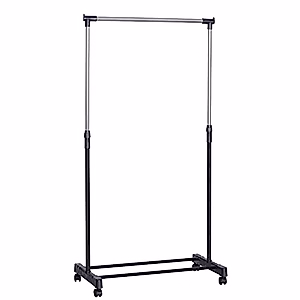 ETKEGHIP Clothing Garment Rack with Wheels and Bottom Shelves, Height Adjustable Clothes Storage Drying Rack Floor Standing Hanger Coat Hat Stand for Bedroom, Laundry Room, Retail Store