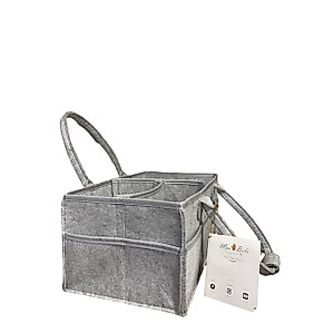 Maa and Bebe Diaper Caddy Organizer – portable storage basket – diaper holder made with handles – easy to carry (Grey)
