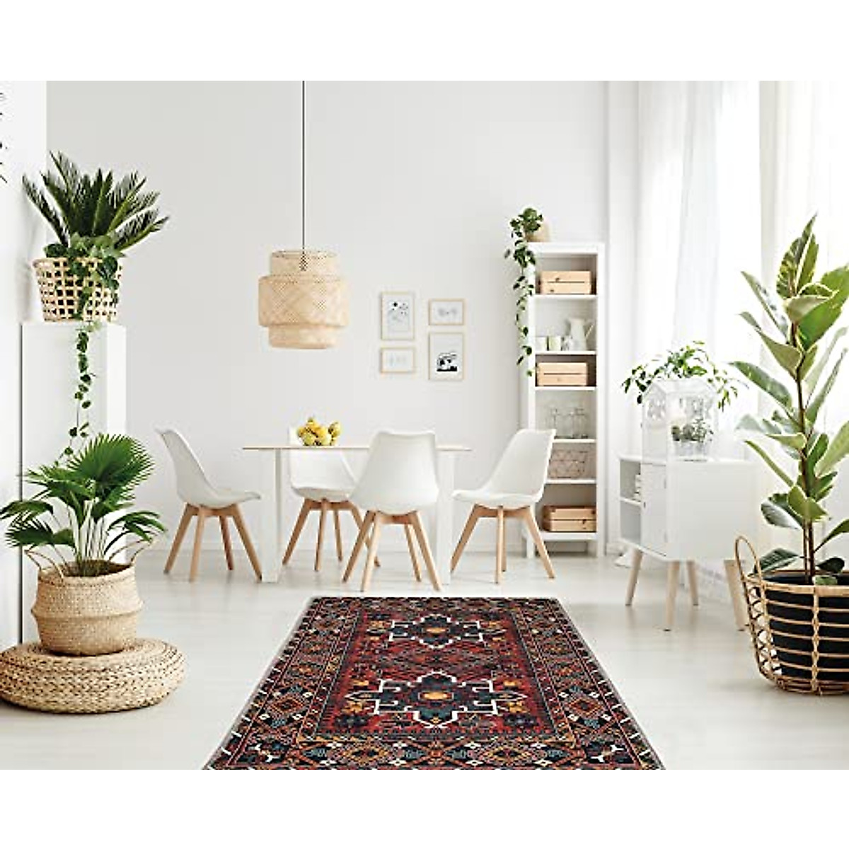 Ottomanson Machine Washable Wrinkle Free Oriental Design Cotton 3x6 Traditional Flatweave Area Rug for Living Room, Bedroom, Kitchen, Bathroom, 2'7'' x 6', Red