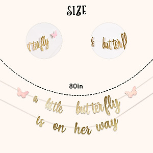 CIEQR A Little Butterfly is On The Way Baby Shower Banner - Butterfly Baby Shower Decorations, Gender Reveal Hanging Banner Sign Decor, Gender Reveal Decorations for Party Indoor Outdoor...