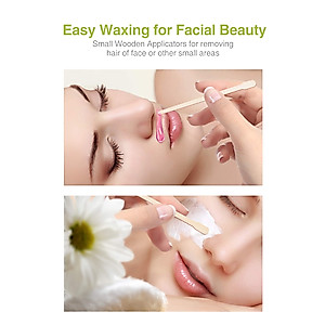 Elitehood 400 Pack Waxing Sticks Small Eyebrow Wax Sticks Wax Spatulas Small Wooden Waxing Applicator Sticks for Eyebrows & Face Hair Removal Sticks, Storage Containers Bundled