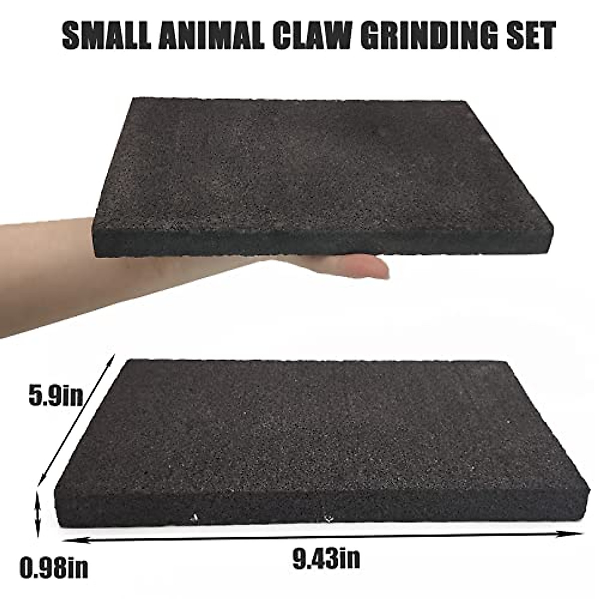 Hamiledyi Rabbit Scratch Foot Pads 2Pack Bunny Grinding Claw Pad Small Animals Lava Grinding Teeth Stone Hamster Chew Sweet Bamboo Treats Toy for Chinchilla Ferret Guinea Pig Rat Gerbil Hedgehog Black
