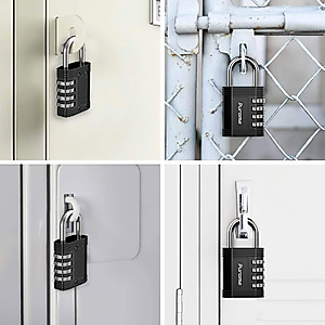 Puroma 2 Pack Combination Lock 4 Digit Padlock for School Gym Locker, Sports Locker, Fence, Toolbox, Case, Hasp Storage (Black)