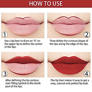 KIMIEYE 6pcs Lip Liner Pencil Set, Superstay Retractable Lip Crayon, Long Lasting Waterproof Nude to Red Velvety Matte Finish Lipstick Lip Makeup Set for Women, Include Built-Sharpener (SET B)