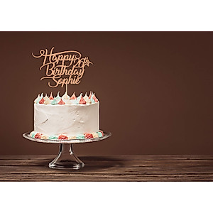 EDSG Personalised Birthday Cake Topper Customized Any Name Age Party Cake Decoration 16 18 21 30 40 Double Sided Glitter Card Baby Pink