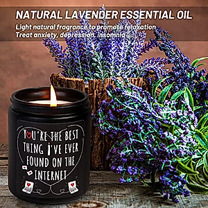 Lavender Scented Candle, Gifts for Him Her, Gift Boxed & Greeting Card, Anniversary Romantic Gifts for Boyfriend Girlfriend, Unique Funny Valentines Day Birthday Christmas Gifts for Men Women Male