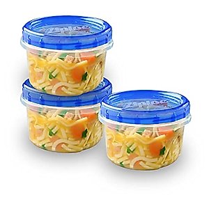 Ziploc Twist N Loc Food Storage Meal Prep Containers Reusable for Kitchen Organization, Dishwasher Safe, Small Round, 3 Count