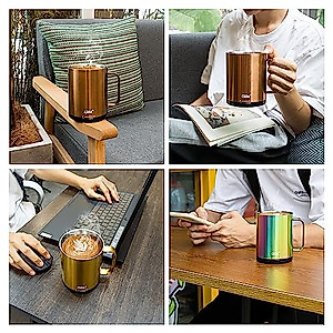 CERA+ Temperature Controlled Smart Mug 2, Self-Heating Coffee Mug with Lid, 90 Minutes Battery Life, APP or Manual Control (Gold - 14 oz)