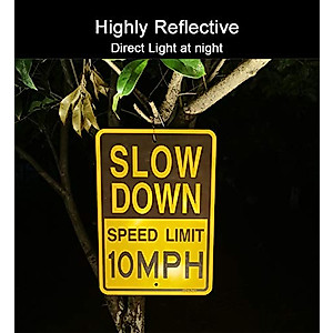 Joffreg Slow Down Speed Limit 10 MPH Sign,17 x12 Inches,Reflective Aluminum (2 Pack)