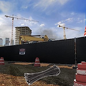 ShadeMart 8' x 50' Black Fence Privacy Screen Windscreen Shade Fabric Cloth HDPE, 90% Visibility Blockage, with Grommets, Heavy Duty Commercial Grade, Cable Zip Ties Included (We Customize Size)