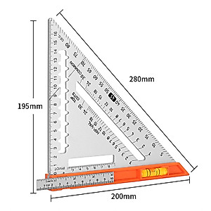 BELOWSYALER Carpenter Square Multifunctional Try Square Metal Aluminium Ruler AnglesGuide Protractor Angles Try Square 45 & 90Degree
