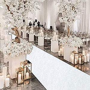 MODFUNS White Wedding Aisle Runner Outdoor Velvet Aisle Runner for Wedding Ceremony 4FTx20FT Carpet Runner with Carpet Tapes Bride Floor Carpet Runner Decorated Aisle Runway for Prom Party Beach