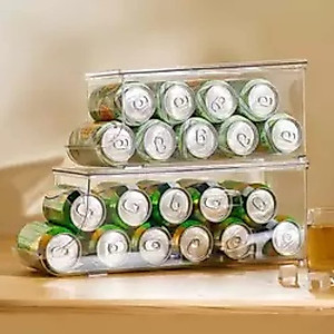 Soda Can Organizer for Refrigerator - Drink Organizer for Fridge - Beverage Dispenser for Fridge - Stackable Soda Can Organizer for Pantry -2 Pack Small and Large